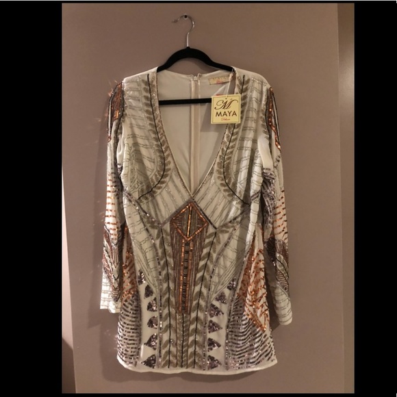 Maya Deluxe | Dresses | Bnwt Size 2 Asos Deep V Embellished Dress ...